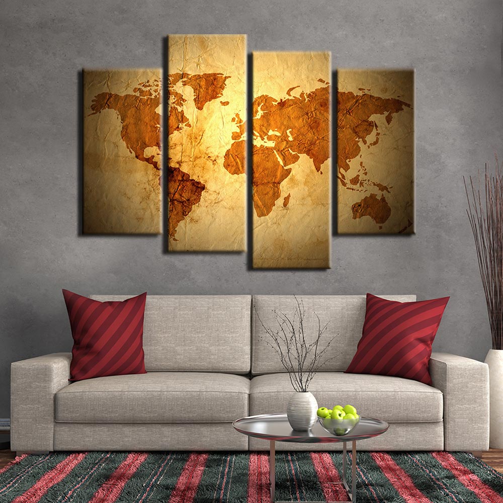 Quadro Mapa do mundo texturizado • Tabloide PT